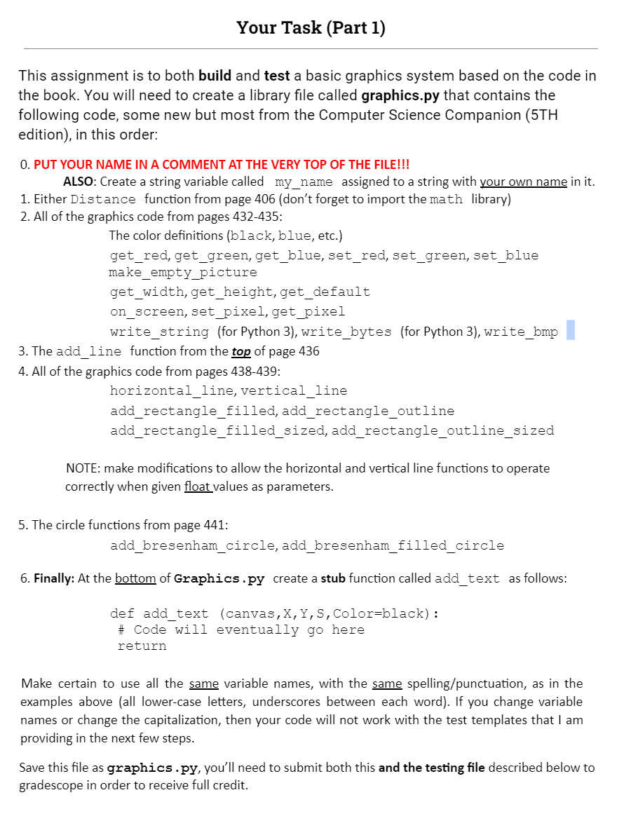 Your Task (Part 1) This assignment is to both build | Chegg.com