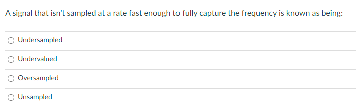 Solved A signal that isn't sampled at a rate fast enough to | Chegg.com