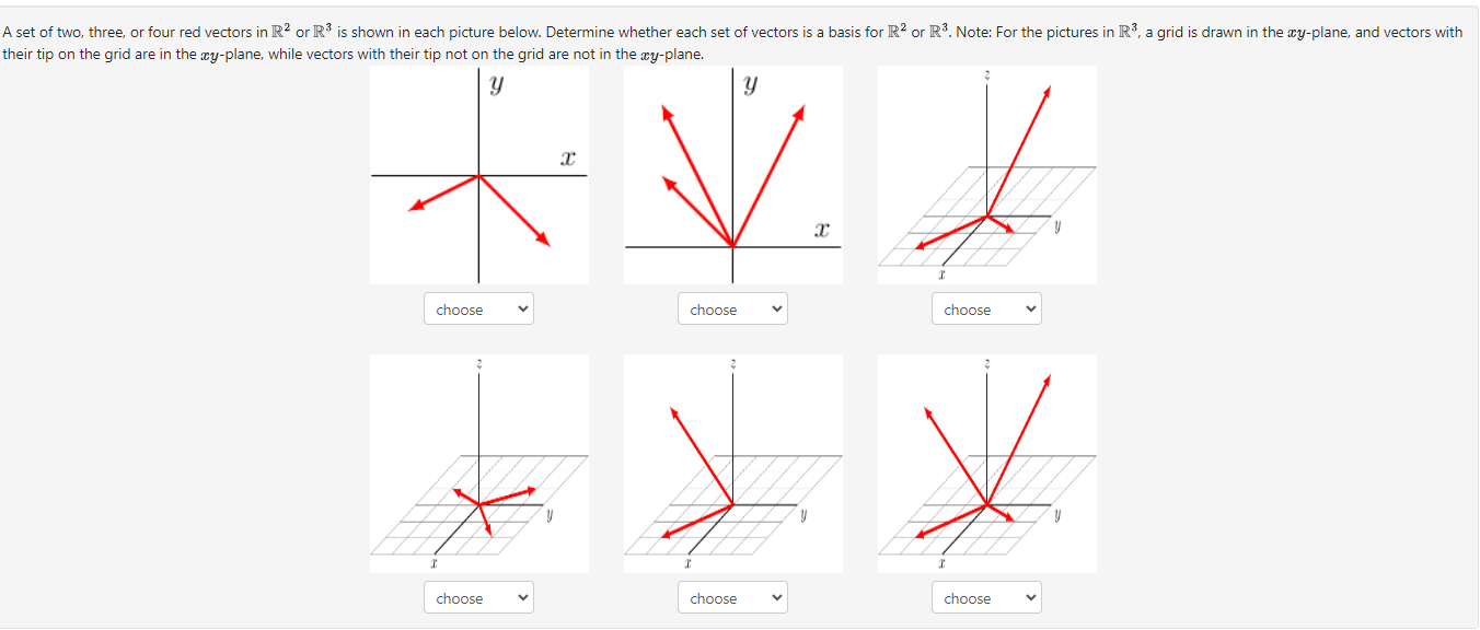 Solved A set of ﻿two, three, or ﻿four red vectors | Chegg.com