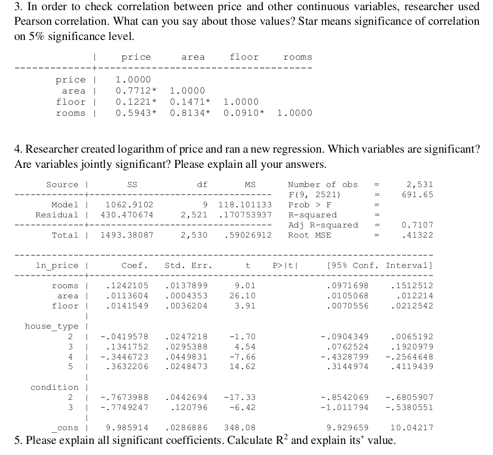 Solved 3. In order to check correlation between price and | Chegg.com