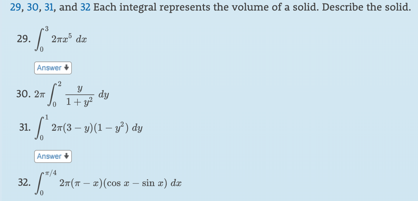 Solved 29, 30, 31, and 32 Each integral represents the | Chegg.com