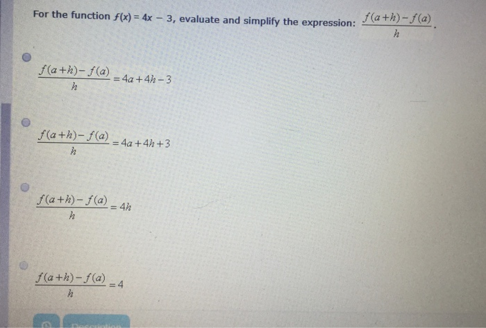 Solved For the function fx) 4x 3, evaluate and simplify the | Chegg.com