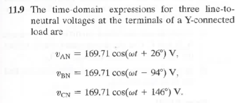 Solved 11.9 ﻿The time-domain expressions for three | Chegg.com