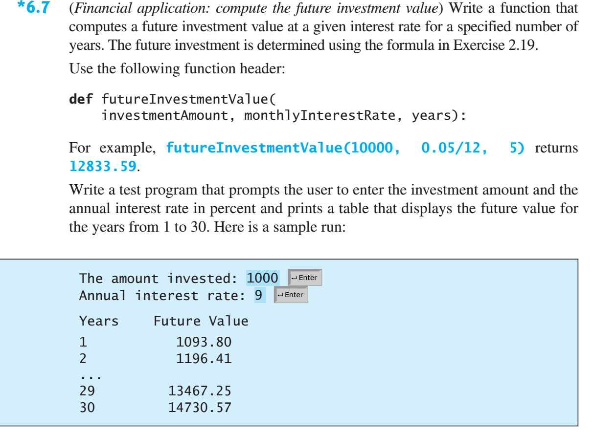 Solved *6.7 (Financial application: compute the future | Chegg.com