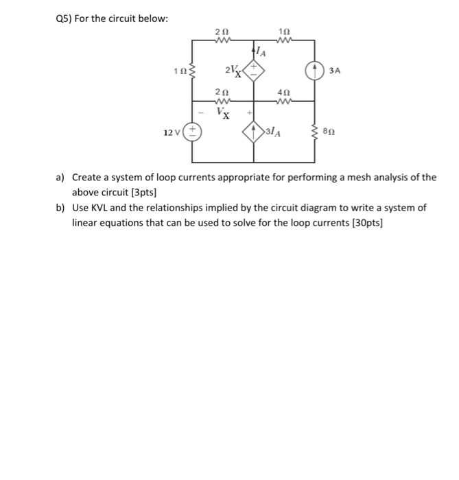 Solved Q5) For the circuit below: 2Ω 1Ω 112 3A 4Ω 12 V 31 8Ω | Chegg.com