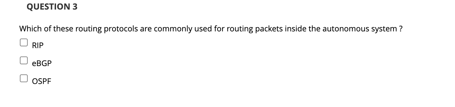 Solved Which of these routing protocols are commonly used | Chegg.com