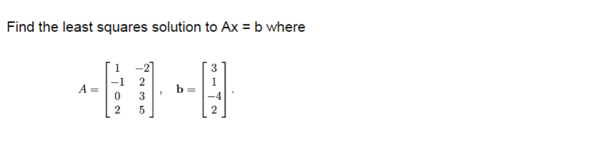 Solved Find the least squares solution to Ax=b where | Chegg.com