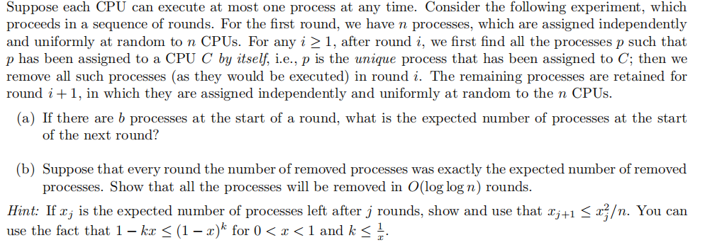 Solved Suppose each CPU can execute at most one process at | Chegg.com