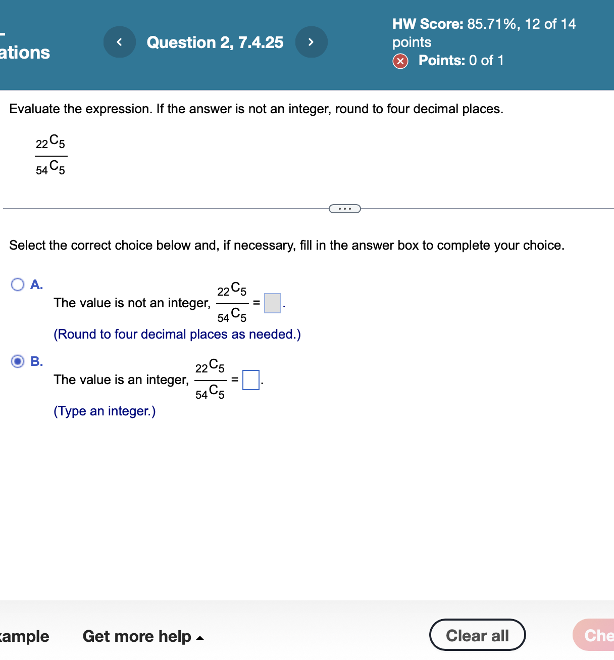 Solved tions HW Score: 85.71%,12 of 14 points ⊗ Points: 0 of | Chegg.com