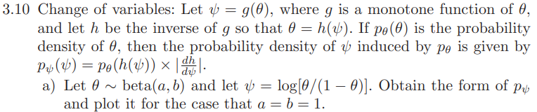 Solved .10 Change of variables: Let ψ=g(θ), where g is a | Chegg.com