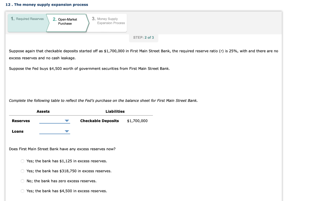 Solved 12. The money supply expansion process 1. Required | Chegg.com