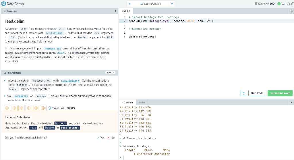 Solved DataCamp Course Outline Daily XP 500 DO @ Exercise