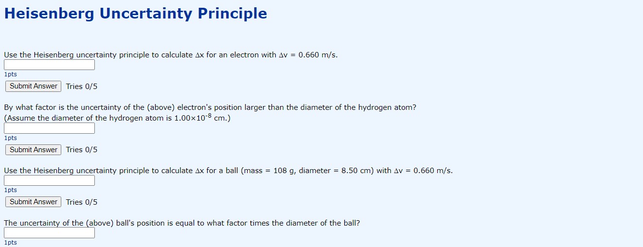 Solved Heisenberg Uncertainty Principle Use the Heisenbera | Chegg.com