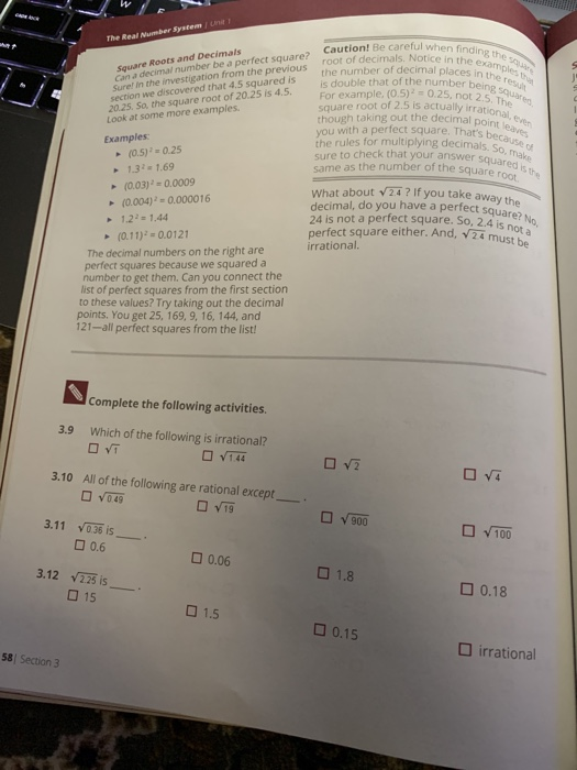 Solved Unit 1 The Real Number System ch Examples: 56 is | Chegg.com
