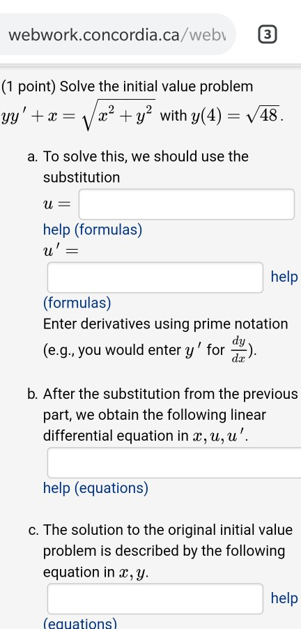 Solved (1 point) Solve the given differential equation by | Chegg.com