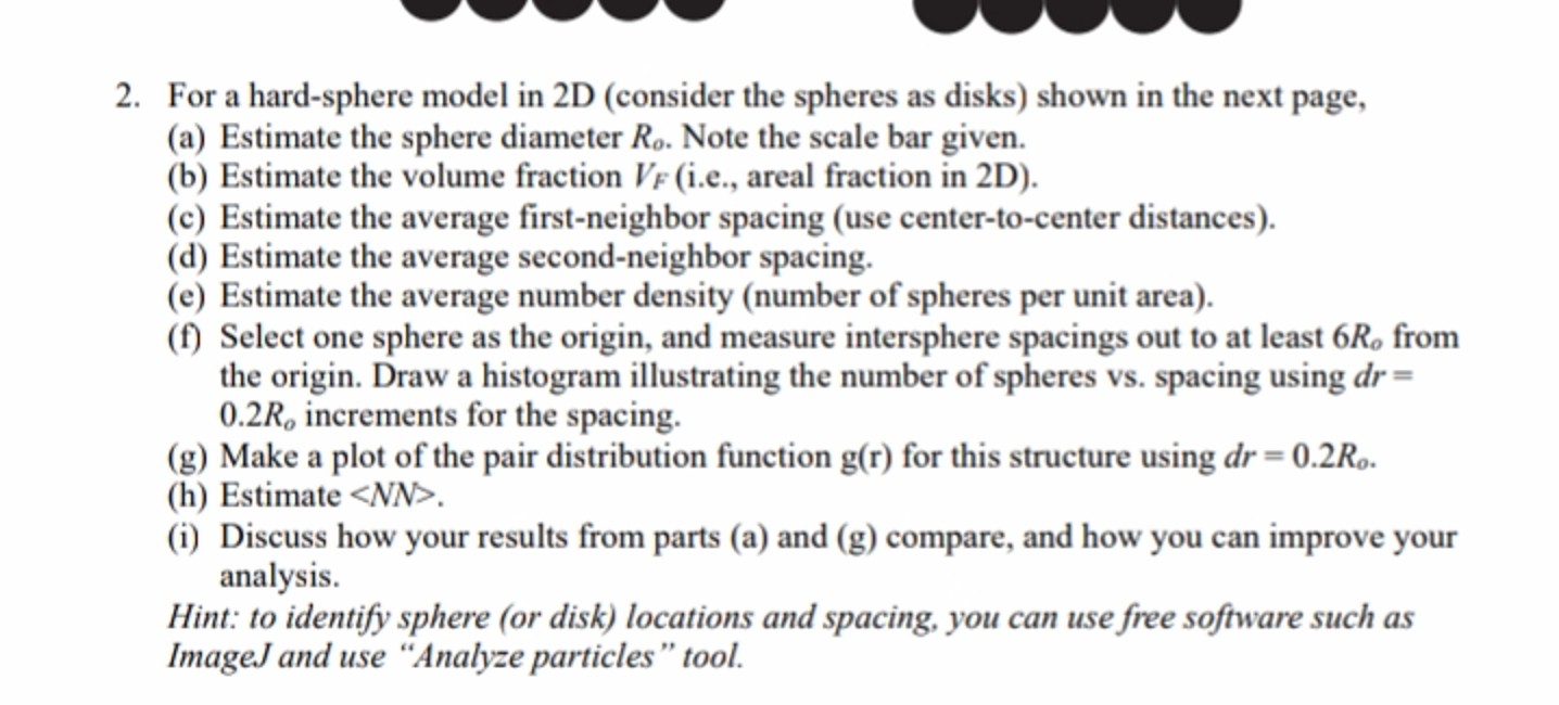 For a hard-sphere model in 2D (consider the spheres | Chegg.com