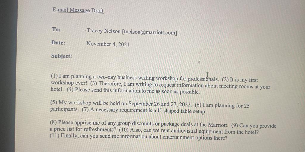 #1. The e-mail message draft above is missing | Chegg.com