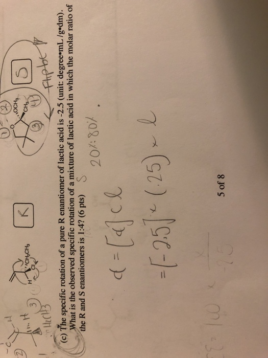 Solved The specific rotation of a pure enantiomer of lactic | Chegg.com