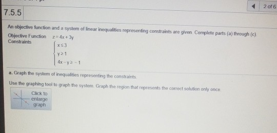 Solved 2 of 6 7.5.5 An objective function and a system of | Chegg.com