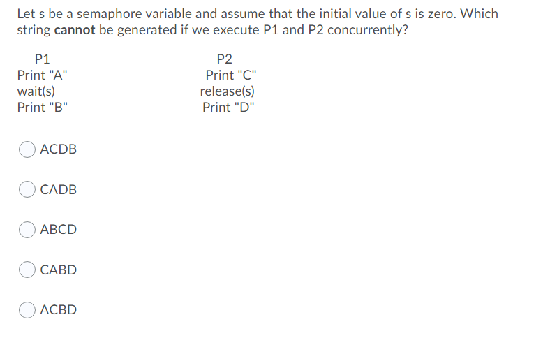 Solved Let S Be A Semaphore Variable And Assume That The 