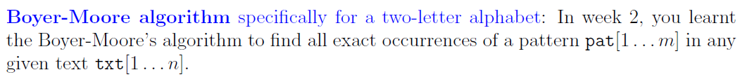 Solved Boyer-Moore algorithm specifically for a two-letter | Chegg.com