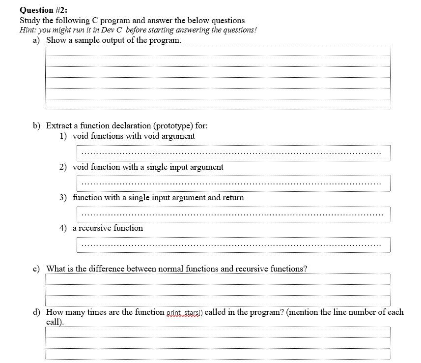 Solved #include void print_stars(); void | Chegg.com