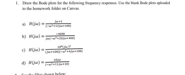 Solved 1. Draw the Bode plots for the following frequency | Chegg.com