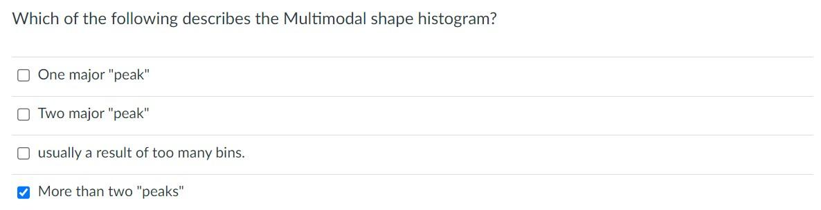 Solved Which of the following describes the Multimodal shape | Chegg.com