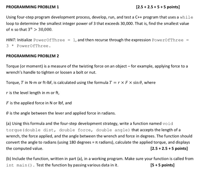 Solved 25+2.5+5+5 points] PROGRAMMING PROBLEM 1 Using | Chegg.com
