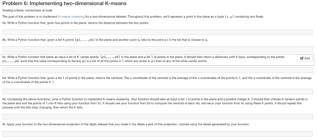 Problem 6: Implementing two-dimensional K-means | Chegg.com