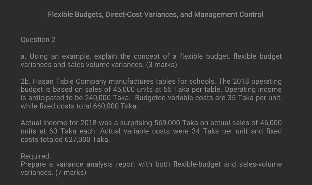 Solved Flexible Budgets, Direct-Cost Variances, and | Chegg.com