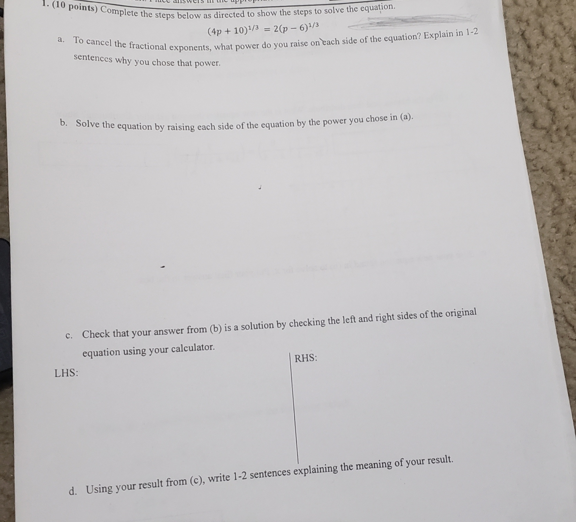 Solved Math 112a Unit 1 review assignment v2. 1. Complete | Chegg.com