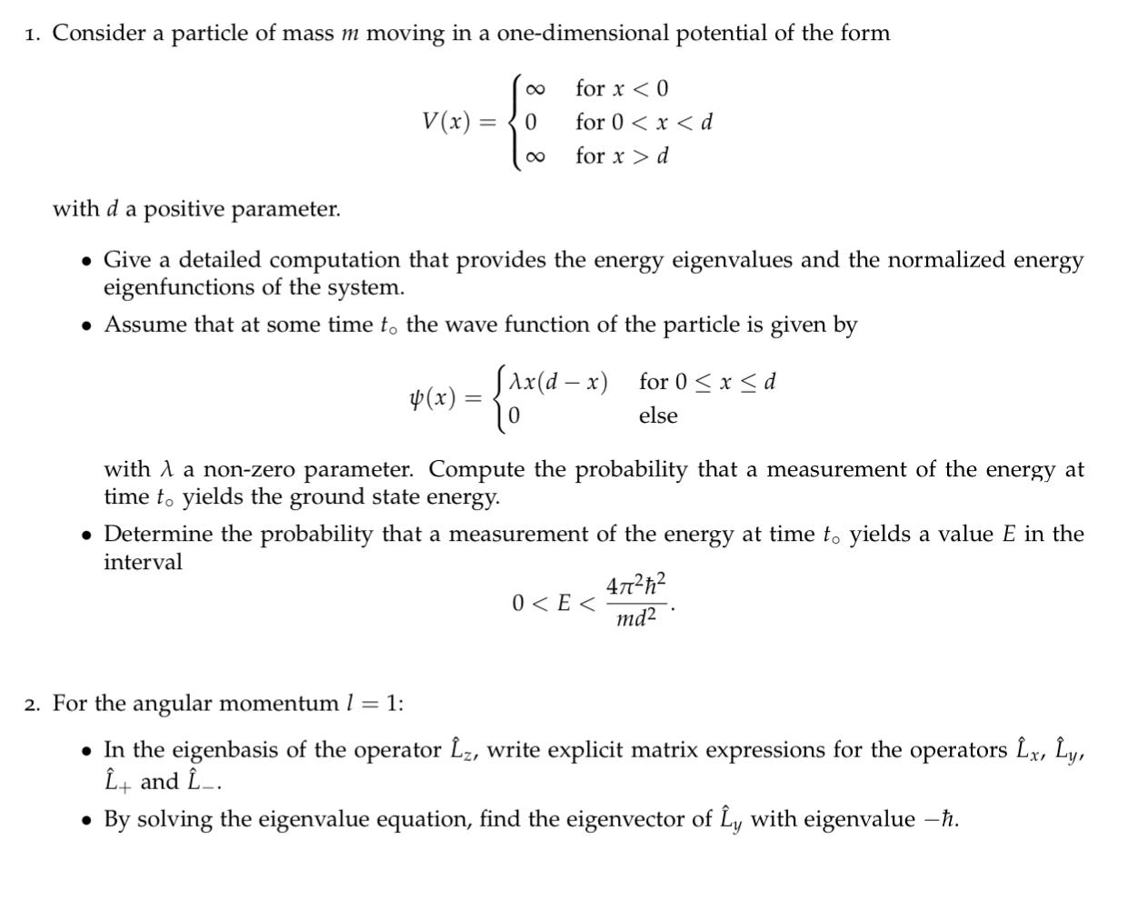 Solved 1. Consider a particle of mass m moving in a | Chegg.com