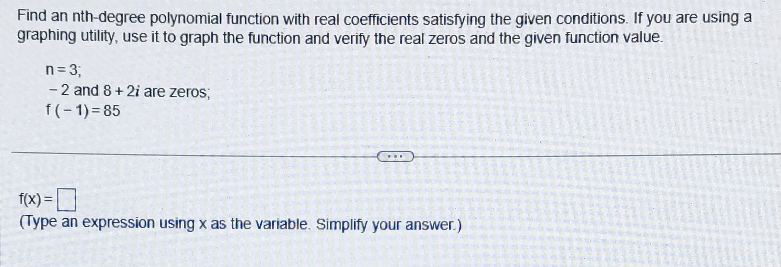 Solved Find An Nth Degree Polynomial Function With Real 7944