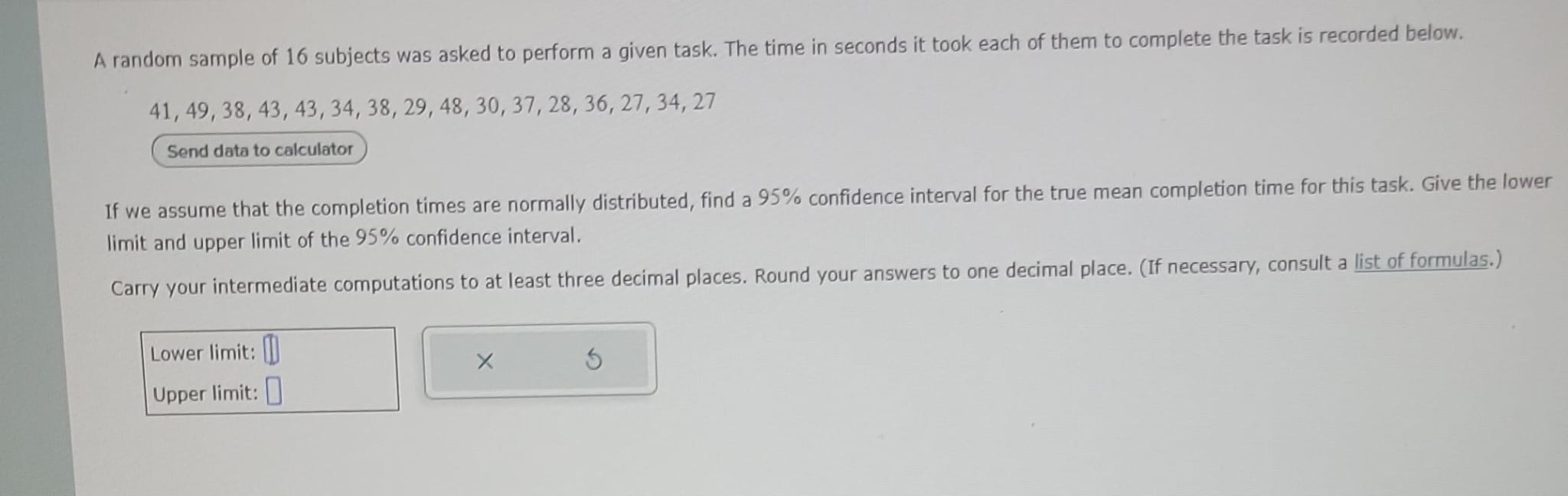 Solved A random sample of 16 ﻿subjects was asked to perform | Chegg.com