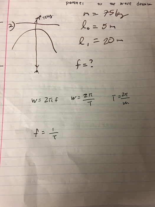 to the wave m = 75 l_0 = 5 m l_1 = 20 w = 2 pi | Chegg.com