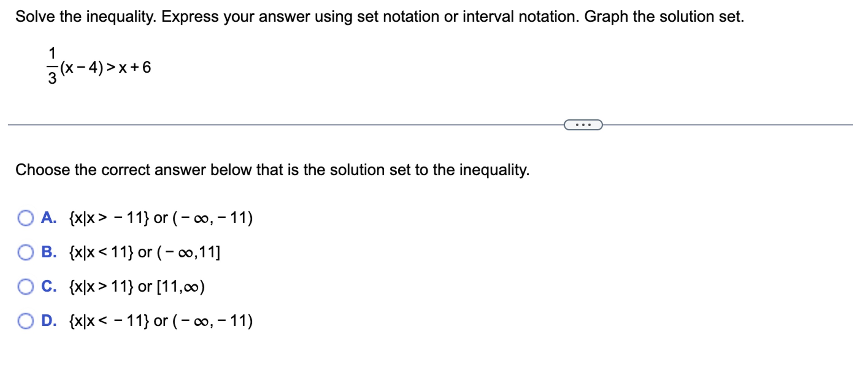 Solve the inequality. Express your answer using set | Chegg.com