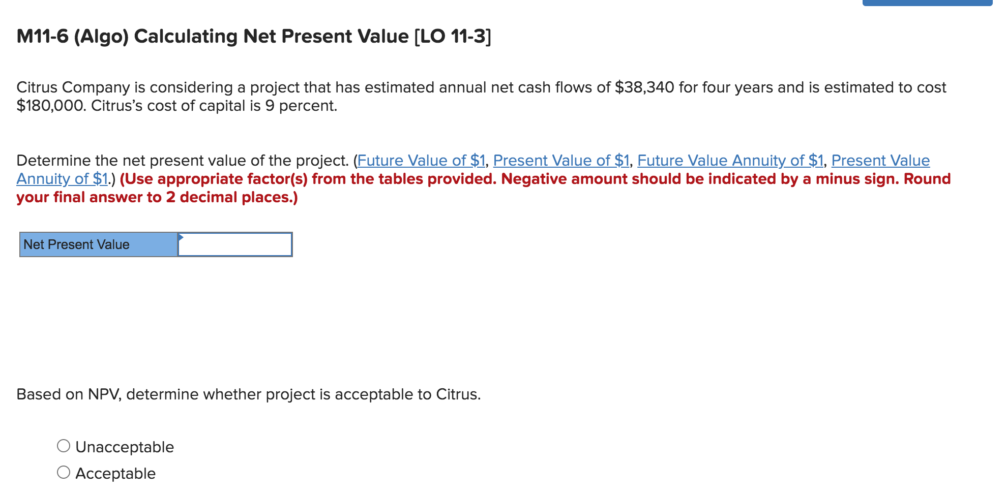 Solved M11-6 (Algo) Calculating Net Present Value [LO 11-3] | Chegg.com