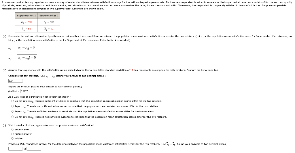 Solved A Consumer Product Testing Organization Uses A Survey