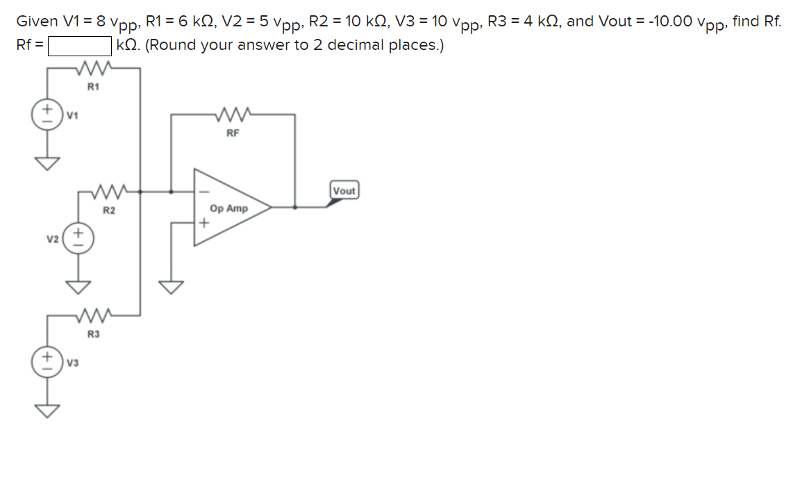 Solved B Vpp Given V1 = 8 R1 = 6 kN, V2 = 5 Vpp, R2 = 10 | Chegg.com