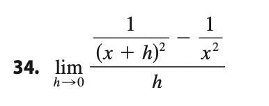 Solved 34. limh→0h(x+h)21−x21 | Chegg.com