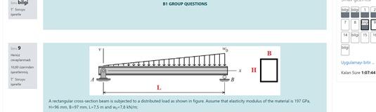 Solved A rectangular cross-section beam is subjected to a | Chegg.com