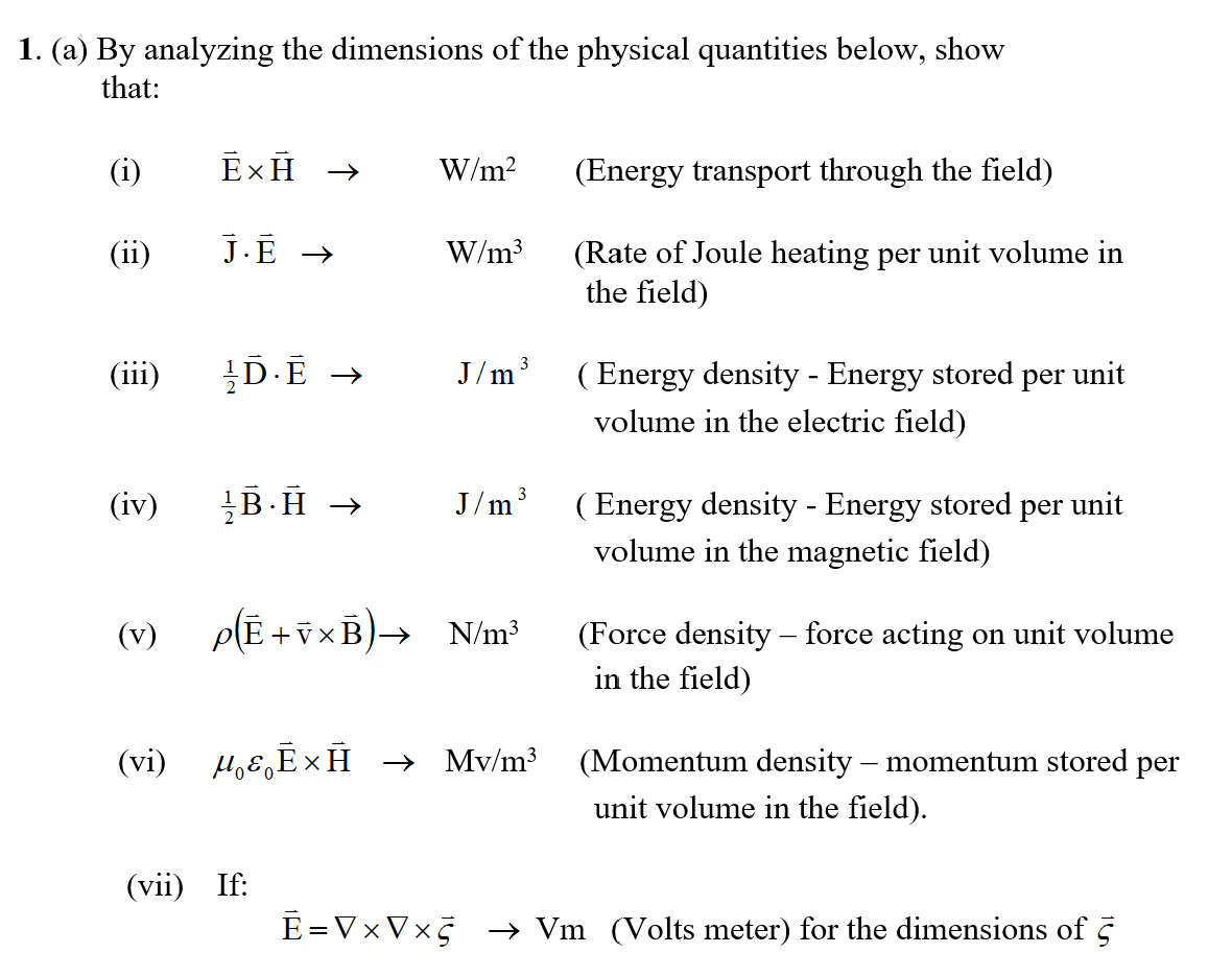 Solved 1. (a) By analyzing the dimensions of the physical | Chegg.com