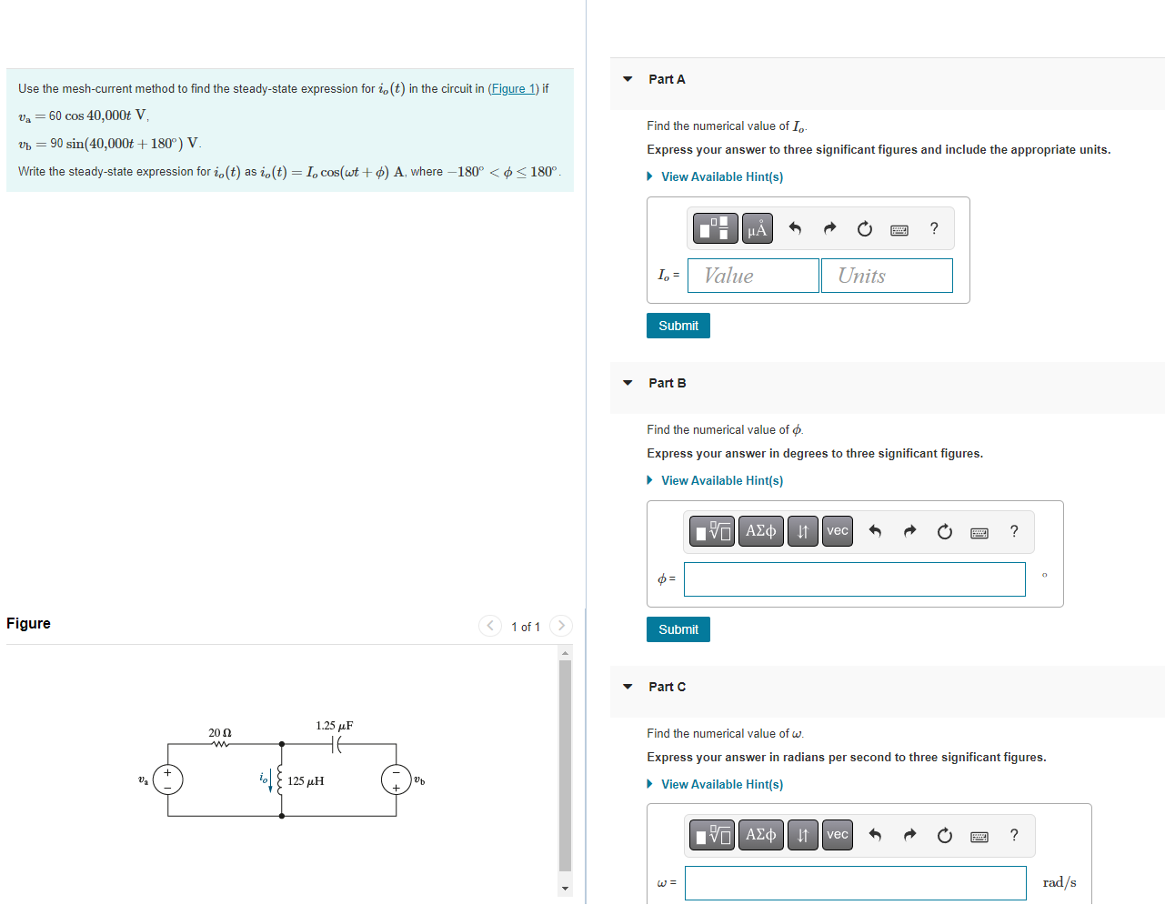 Solved Use the mesh-current method to find the steady-state | Chegg.com