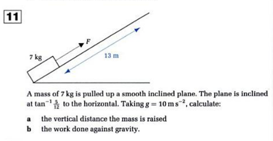 Solved A mass of 7kg ﻿is pulled up a smooth inclined plane. | Chegg.com