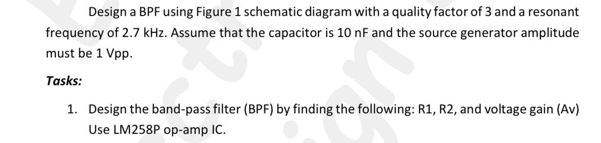 Figure 1.Design a BPF using Figure 1 schematic | Chegg.com