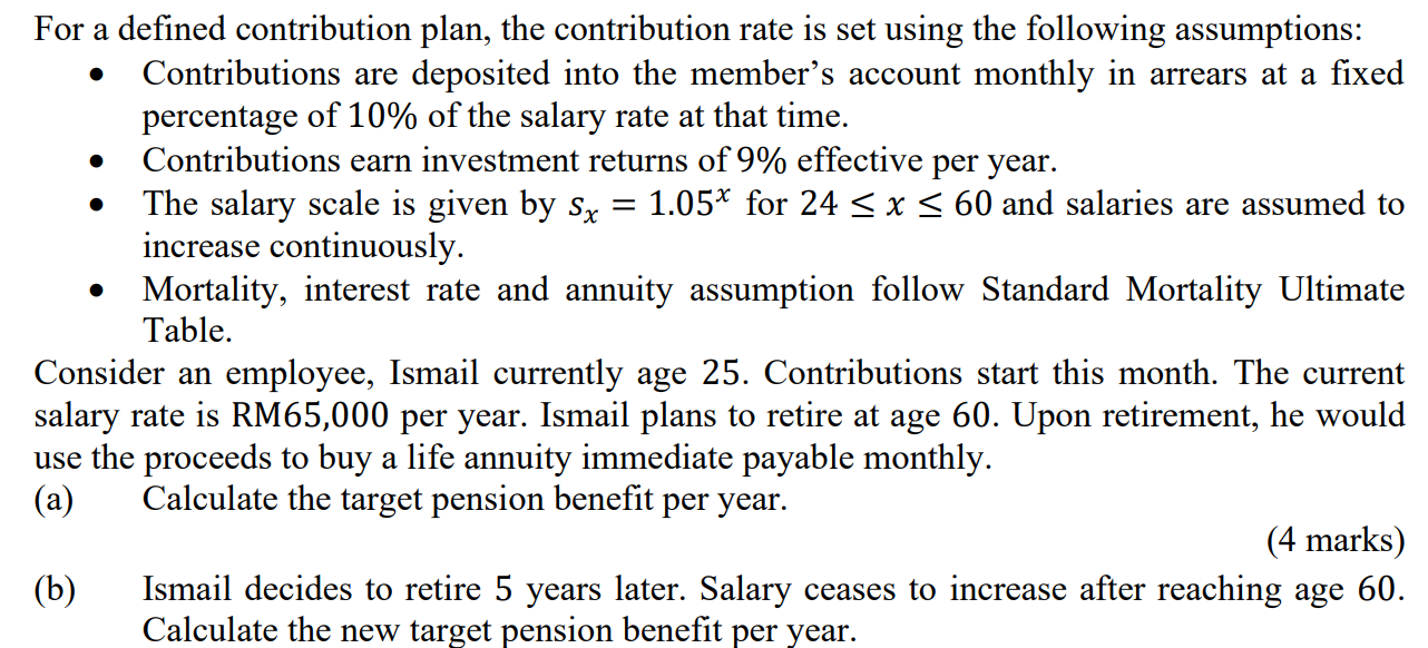 Solved For a defined contribution plan, the contribution | Chegg.com