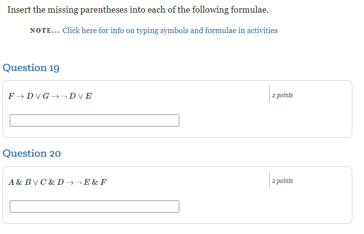 Solved Insert the missing parentheses into each of the | Chegg.com