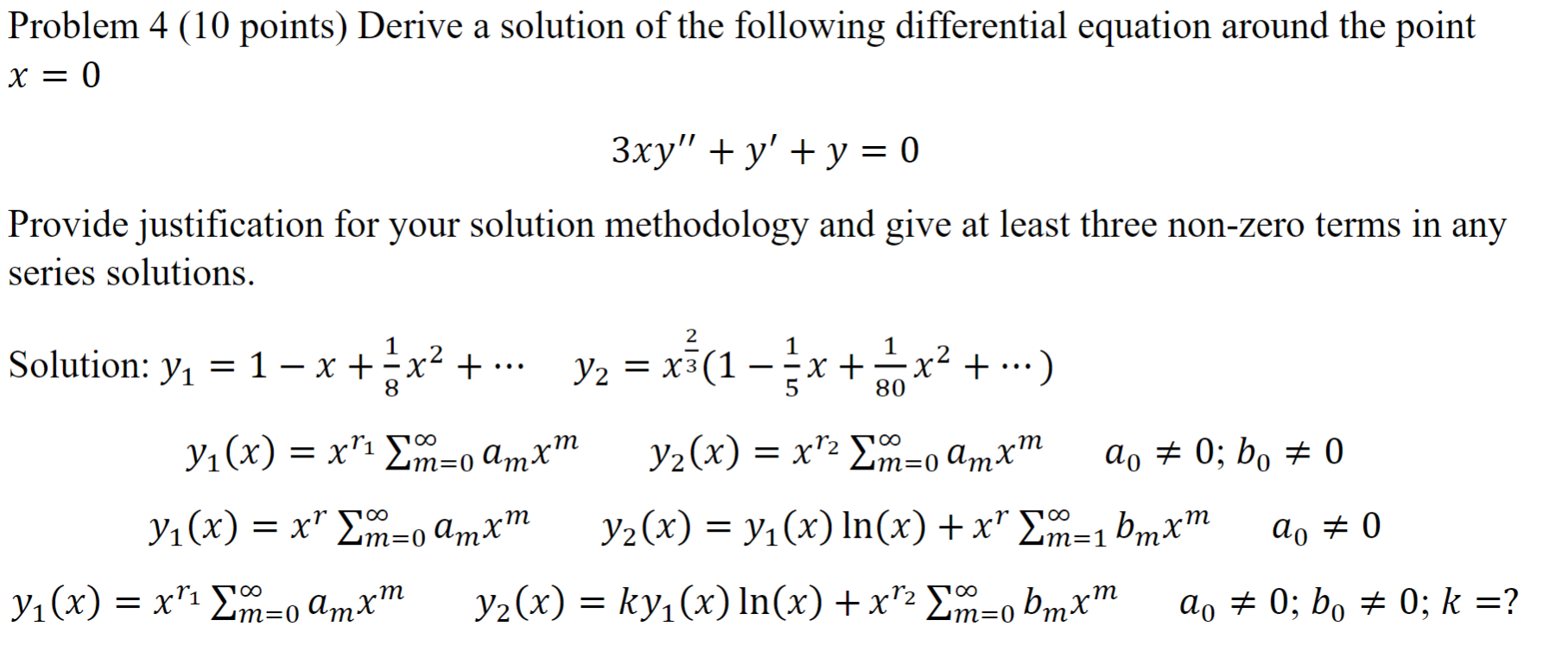 Solved Problem 4 (10 points) Derive a solution of the | Chegg.com