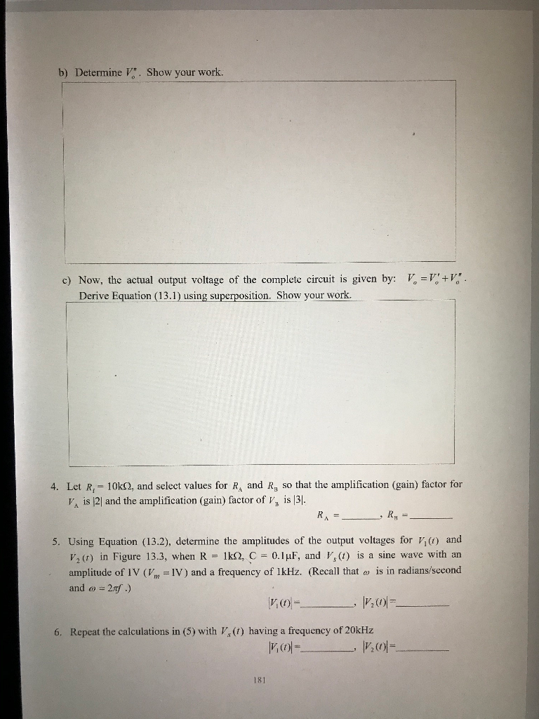 Solved EEE202 Experiment #13: SUPERPOSITION, SUMMING | Chegg.com